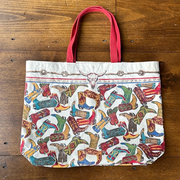 KayDee Designs | Bags | Kay Dee Design Cowboy Boot Canvas Tote Bag ...